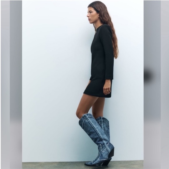 Zara | Shoes | Zara Denim Cowboy Boots | Poshmark